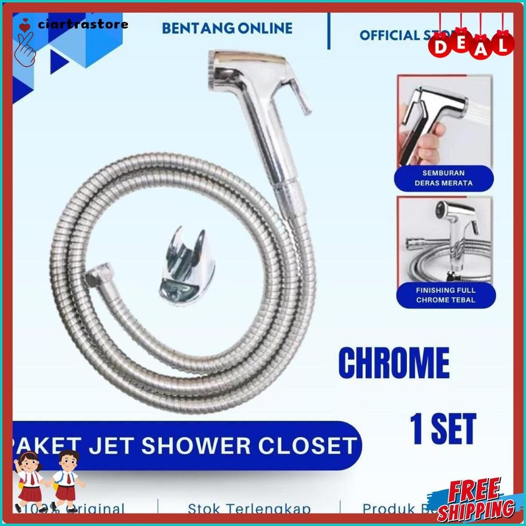 Jual Jet Shower Closet 1 Set Putih Chrome Bidet Toilet Duduk Kloset Spray Cebok Semprot Wc Kamar ...