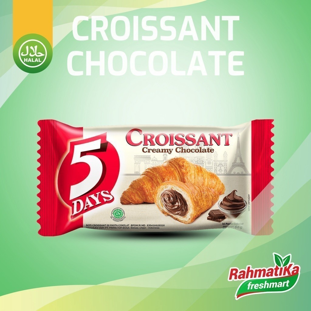 Jual Roti 5Days Croissant Creamy Chocolate 60 gram | Shopee Indonesia