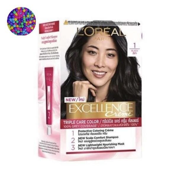 Jual Loreal paris excellence creme hair color Black - Hitam #1 | Shopee ...