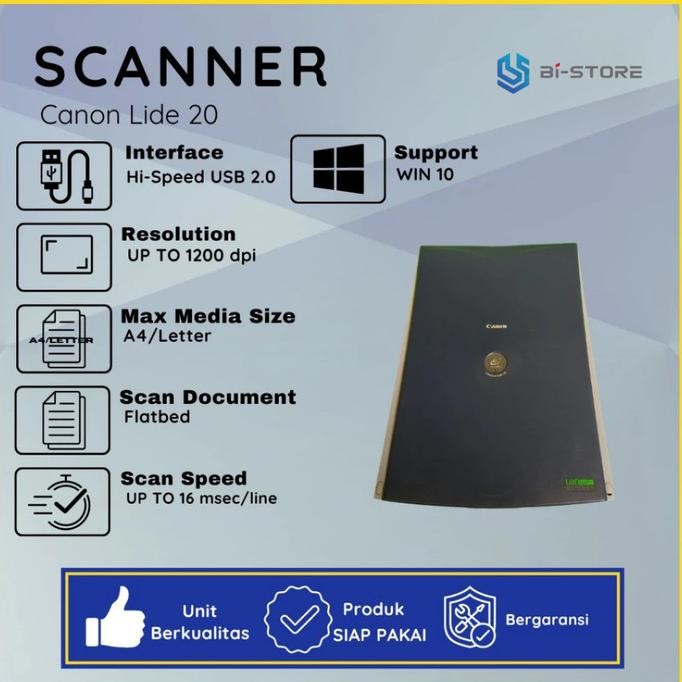 Jual Scanner A4 Canon Canoscan Lide 20 Siap Pakai Tak Perlu Adaptor ...