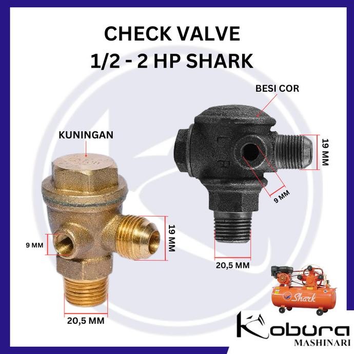 Jual Check Valve 1/2 - 2 Hp Shark Bahan Kuningan Dan Besi Cor Klep ...