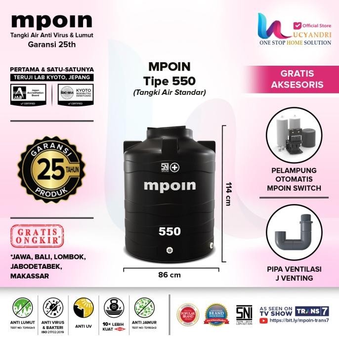 Jual Terjangkau Toren Air 600 Liter Mpoin 600 Wave Tangki Air Tandon ...