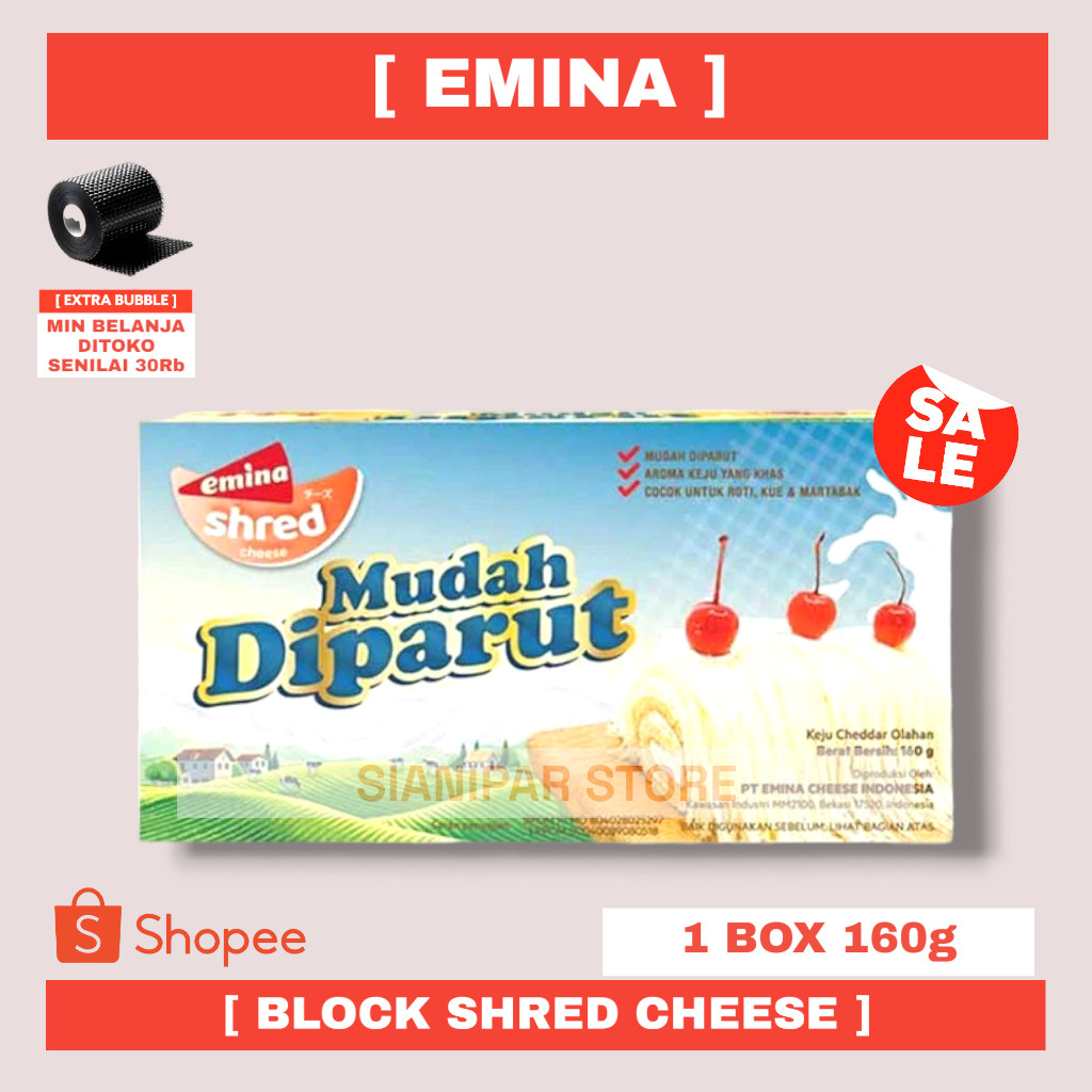 Jual EMINA BLOCK SHRED CHEESE BOX 160g | Shopee Indonesia