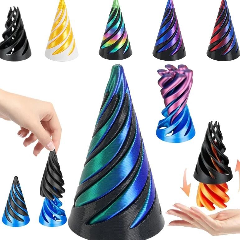 Jual 3D Printed Spiral Cone Pyramid Passthrough Sculpture Pass Through ...