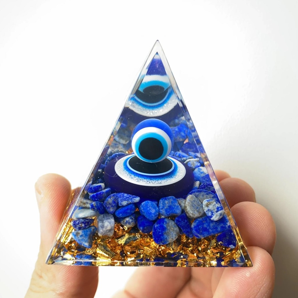 Jual Evil Eye Pyramid Figurine With Lapis Lazuli Chips Pyramid Of Orgen ...