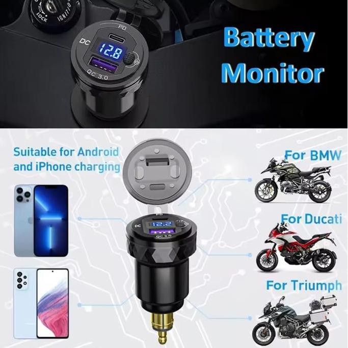 Jual QUICK CHARGE USB POWER ADAPTER DIN SOCKET FOR BMW R1200GS TRIUMPH ...