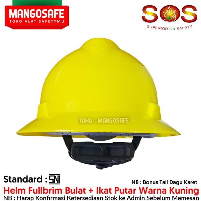 Jual Helm Safety Proyek Fullbrim Sos Warna Kuning + Ikat Kepala Putar ...