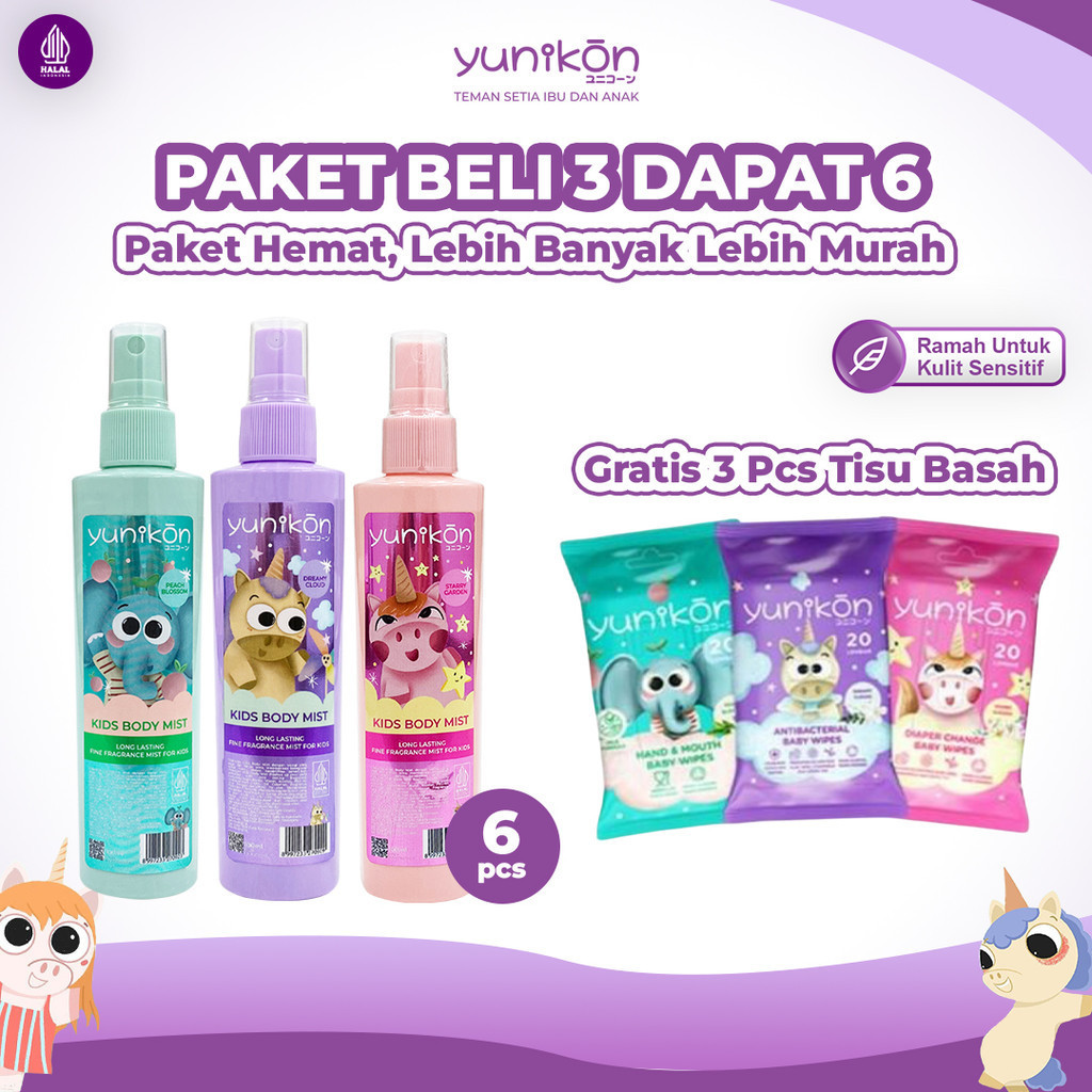 Jual Yunikon Kids Body Mist Premium 100ml All Variant (3pcs) dan (3pcs ...