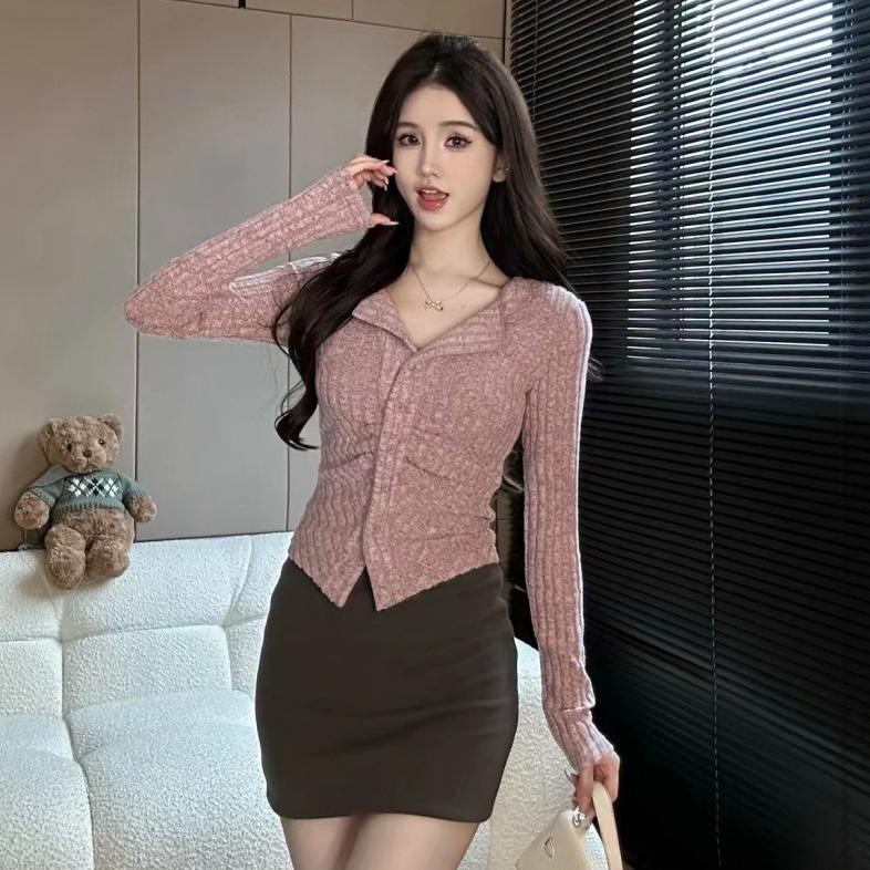 Jual Bodycon Serut Crop Wanita Knit Import Premium | Atasan Wanita ...