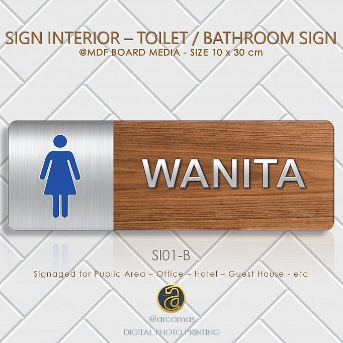 Jual Papan Rambu Petunjuk TOILET SIGN KAYU Gambar Tanda WC Restroom ...