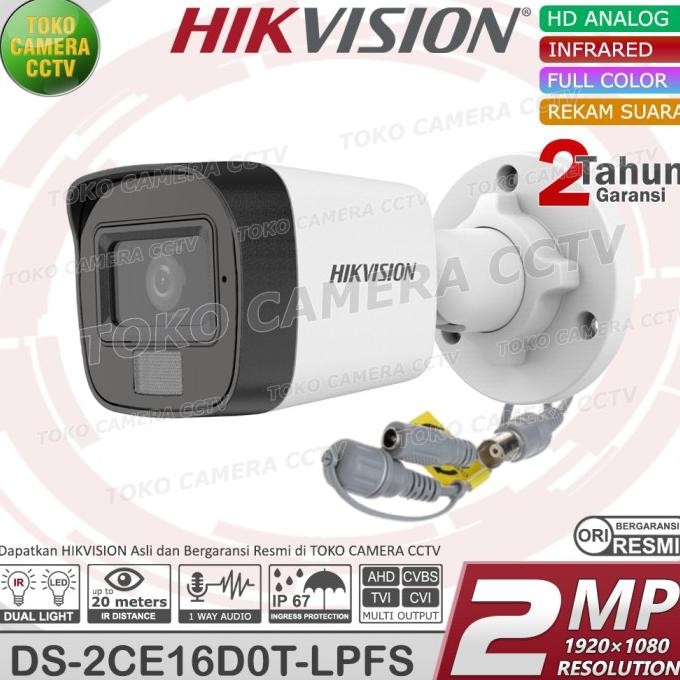 Jual KAMERA CCTV OUTDOOR 2MP AUDIO COLORVU HIKVISION DS-2CE16D0T-LPFS DUAL | Shopee Indonesia