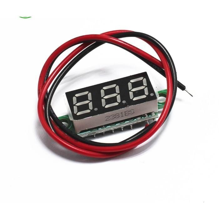 Jual small 0.36'' digital voltmeter 4.5-30 volt meter LED 2 cable wire ...