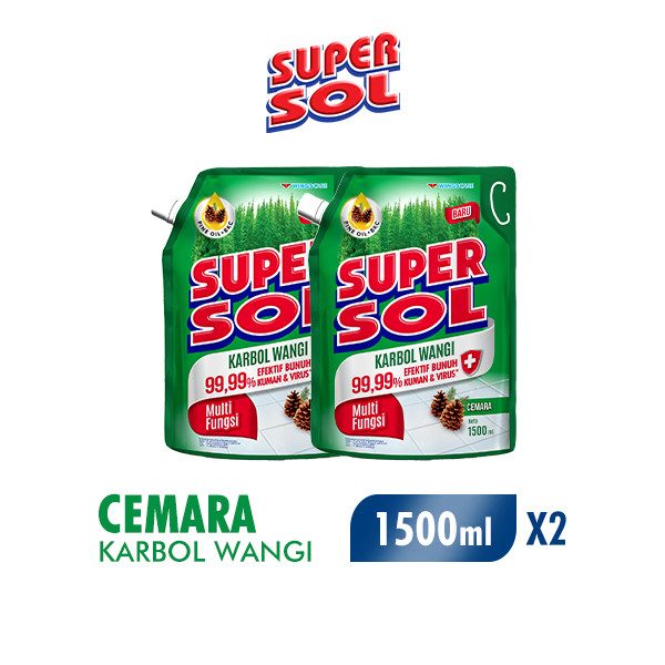 Jual Supersol Pembersih Lantai Karbol Cemara Pine Pouch 1500 ml x2 ...