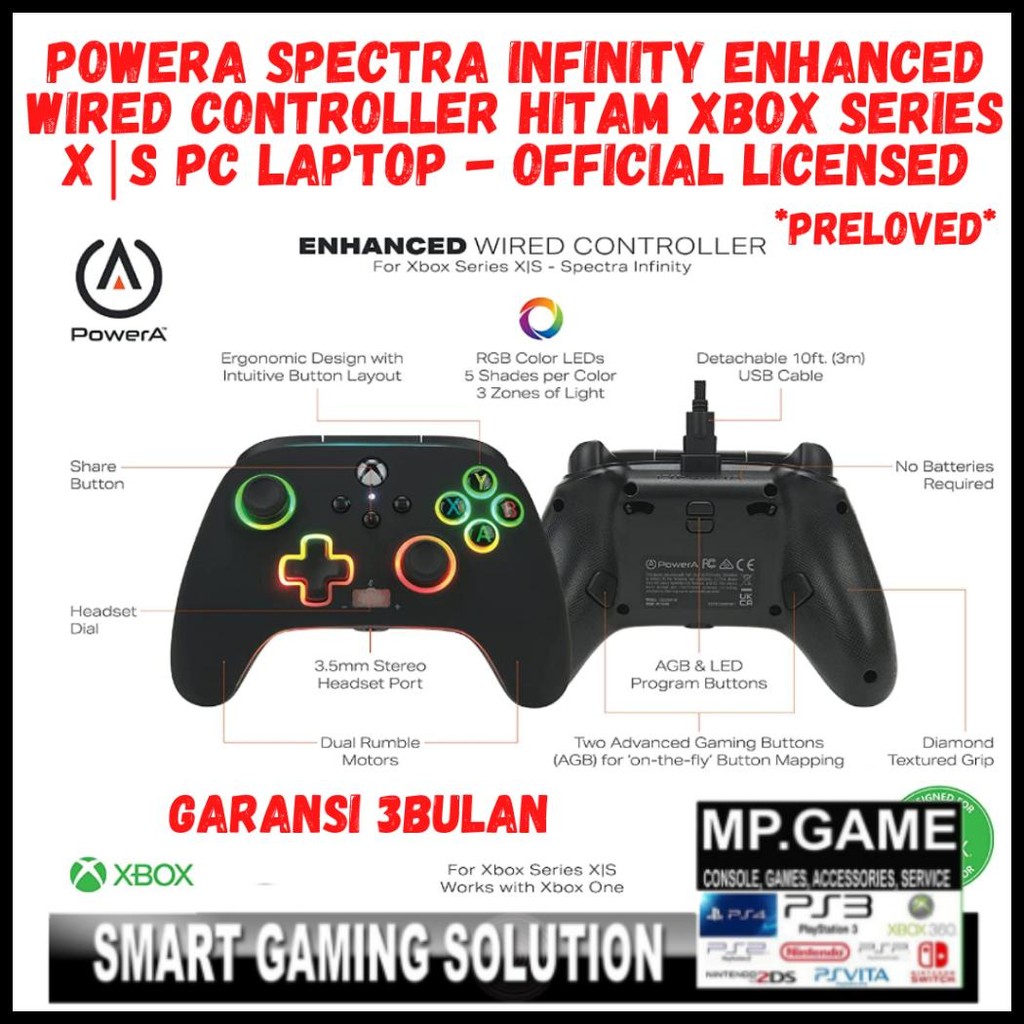 Jual POWERA SPECTRA INFINITY ENCHANCED WIRED HITAM CONTROLLER XBOX ...