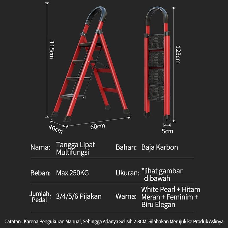 Jual Tangga Rumah Lipat Tangga Besi 3/4/5/6 Step Household Steel Ladder Tangga Lipat Aluminium ...