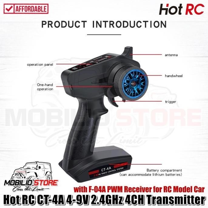 Jual HotRC CT-4A 4-9V 2.4GHz 4CH Transmitter with F-04A PWM Receiver RC [terbaik] | Shopee Indonesia