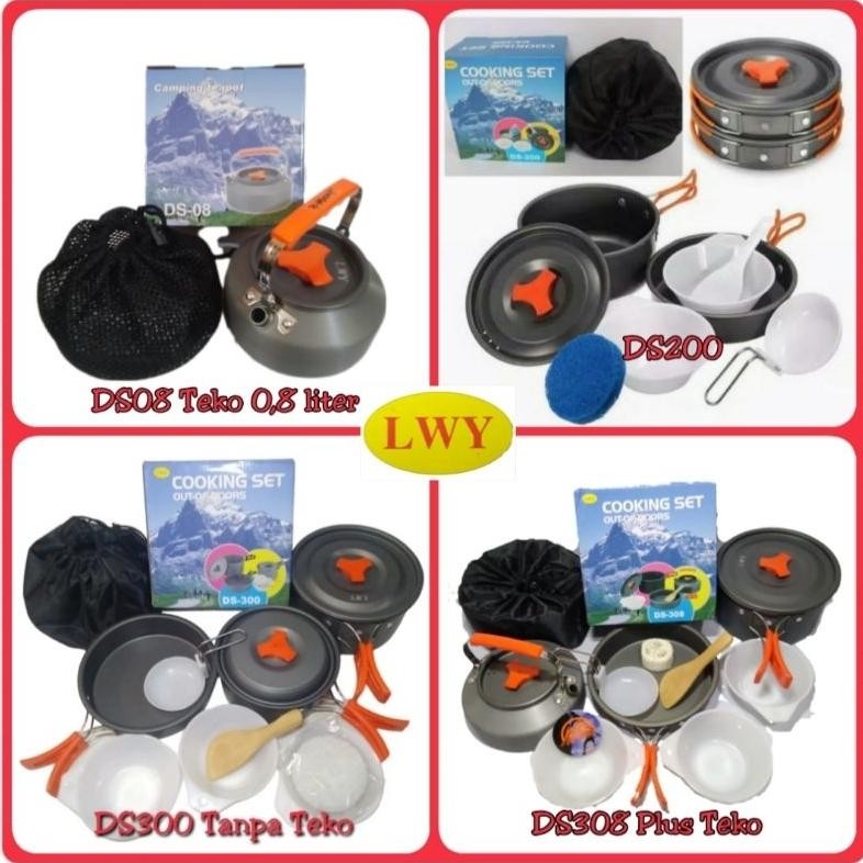 Jual Cooking Set Outdoor, Alat Masak Camping Nesting Misting, Teko DS08 ...