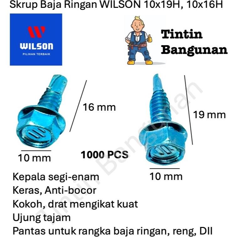 Jual ND Skrup Baja Ringan WILSON 10x19H, 10x16H Sekrup Bajaringan Baut Baja Ringan Baut Sekrup ...