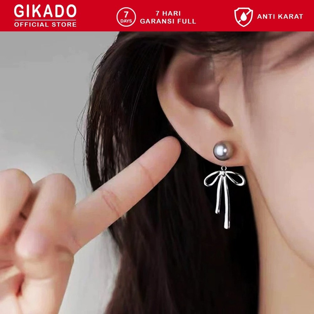 Jual Gikado Anting Pita Simpul Kupu Kupu Silver Knot Earrings | Shopee ...