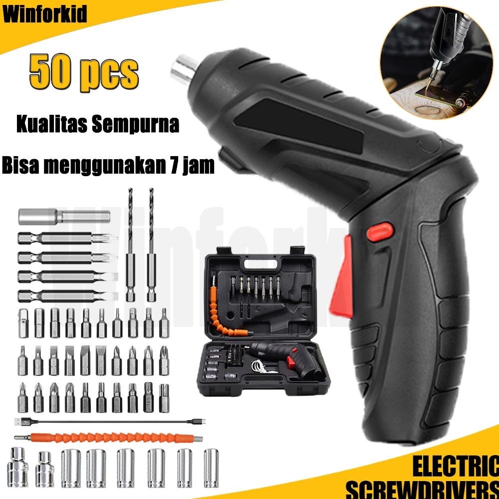 Jual Obeng Elektrik Set Komplit 4.2V Obeng Listrik Screwdriver Cordless ...