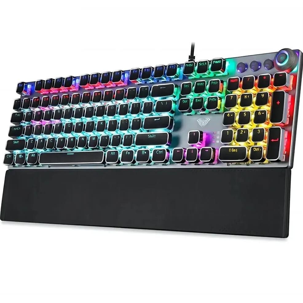 Jual F2088 Mechanical Gaming Keyboard Anti-Ghosting 104 Plating Blue ...