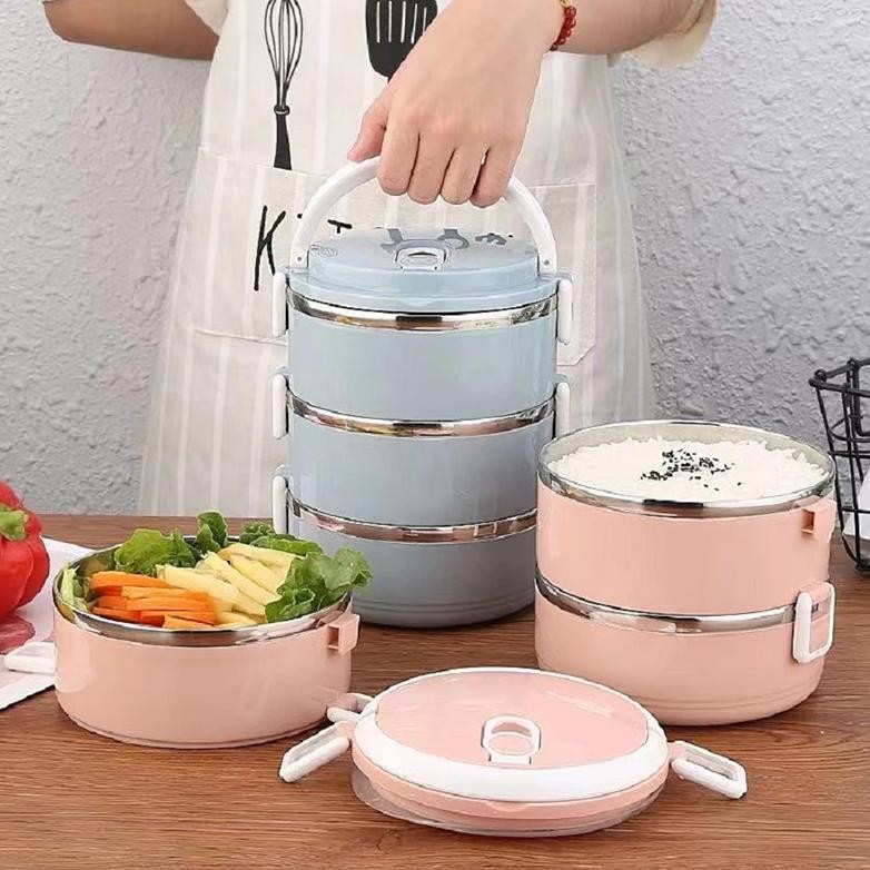 Jual 1-4 Layer Food Storage Containers Bento Lunch Box With Handle ...