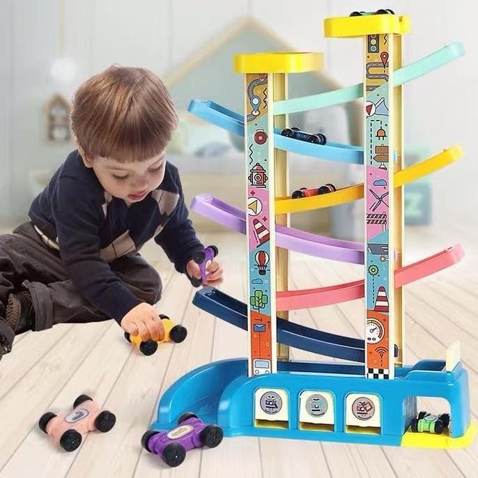 Jual Mainan Anak Mobil Kecil Seluncur Sliding Track Bonus 8 Mobil Kecil ...
