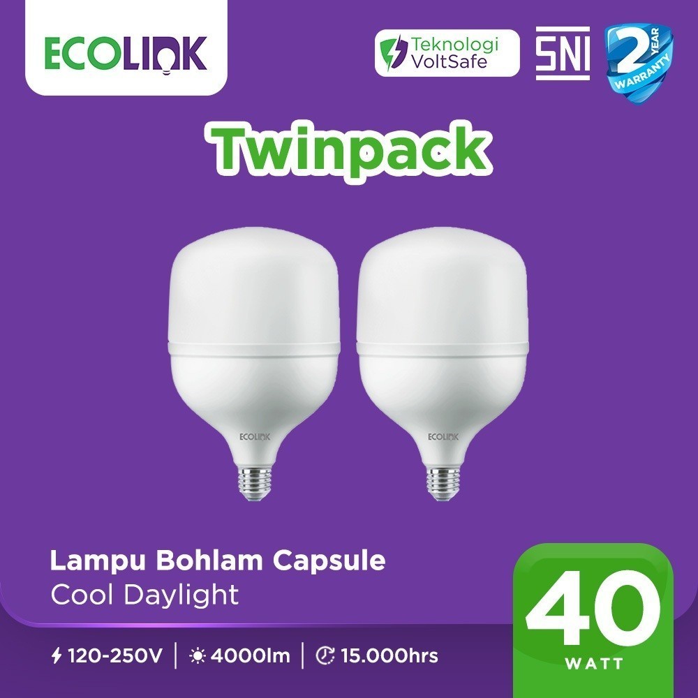 Jual Ecolink Lampu Bohlam LED Bulb Capsule Cool Day Light 40 Watt Twinpack (2pcs) | Shopee Indonesia