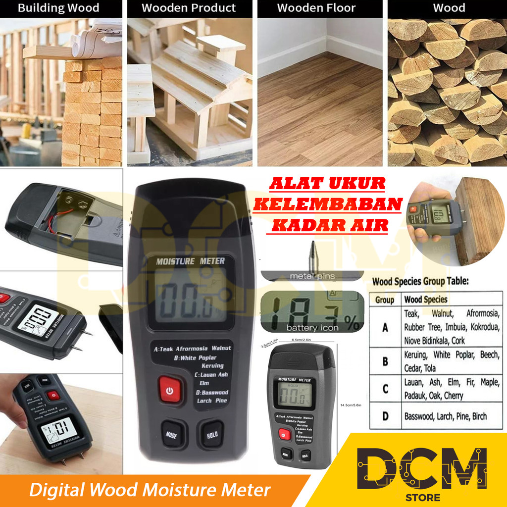 Jual Wood Moisture Meter Kayu Kertas Alat Ukur Kelembaban Kadar Air di ...