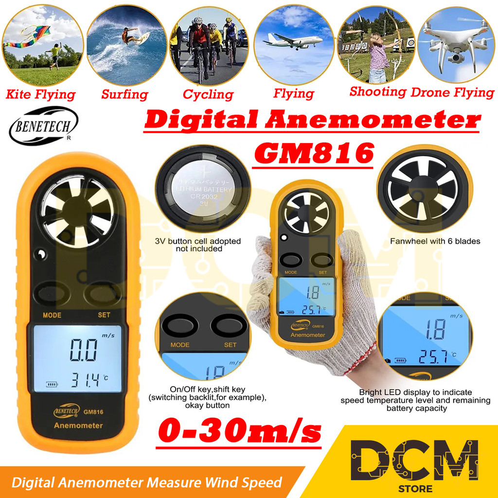 Jual Digital Anemometer Anemo Pengukur Kecepatan Angin Measure Wind ...