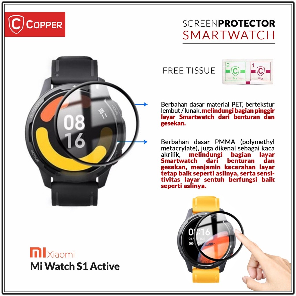 Jual Xiaomi Mi Watch S1 Active - COPPER Polymer Nano PMMA Antigores ...