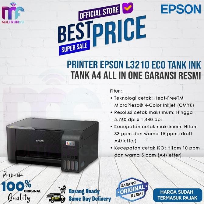 Jual Printer Epson L3210 Eco Tank Ink Tank A4 All In One Resmi New Stok | Shopee Indonesia
