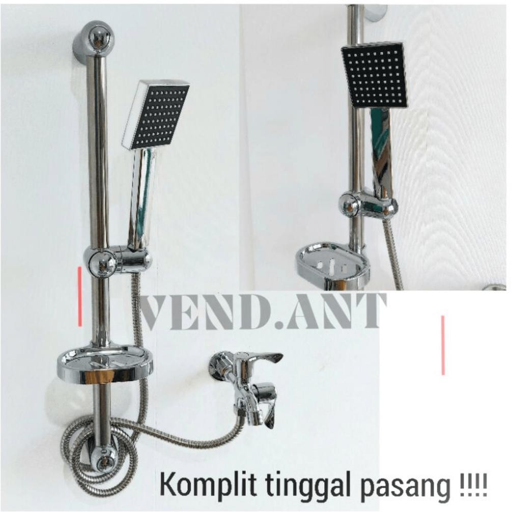 Jual Shower Tiang Chrome Komplit + Hand Shower + Kran Cabang Minimalis Original | Shopee Indonesia