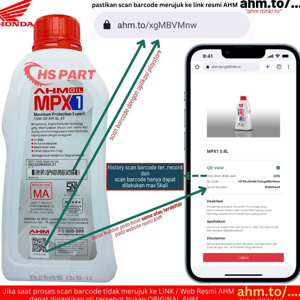 Jual Oli MPX 1 800ml Original 100% AHM Honda Genuine Parts | Shopee ...