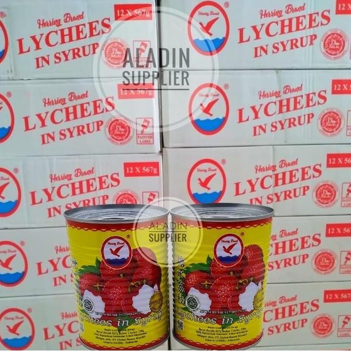 Jual Herring Brand Leci Kaleng / Lychee In Syrup 567Gr-(1 Karton Isi ...