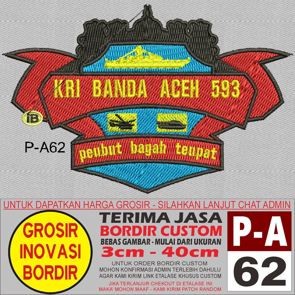 Jual PATCH BORDIR LOGO P-A62 KRI BANDA ACEH - GIB REVIEW/TESTIMONI ...