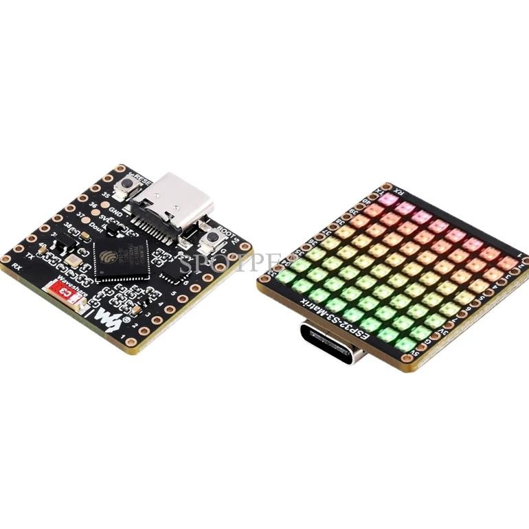 Jual ESP32-S3 RGB-LED Matrix 8x8 Dot WiFi Bluetooth Gyroscope Attitude Sensor QMI8658C for ...