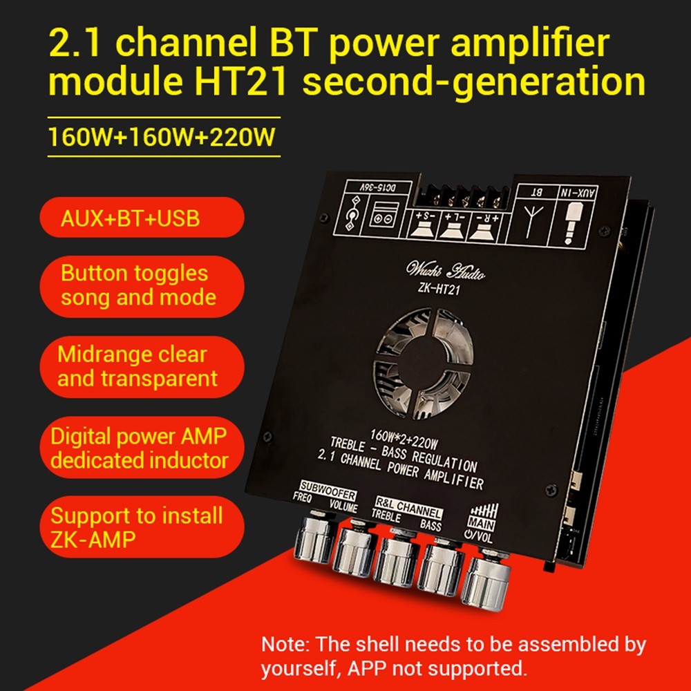 Jual DIYMORE ZK-HT21-2G generasi kedua 2.1 channel TDA7498E Bluetooth power amplifier modul ...