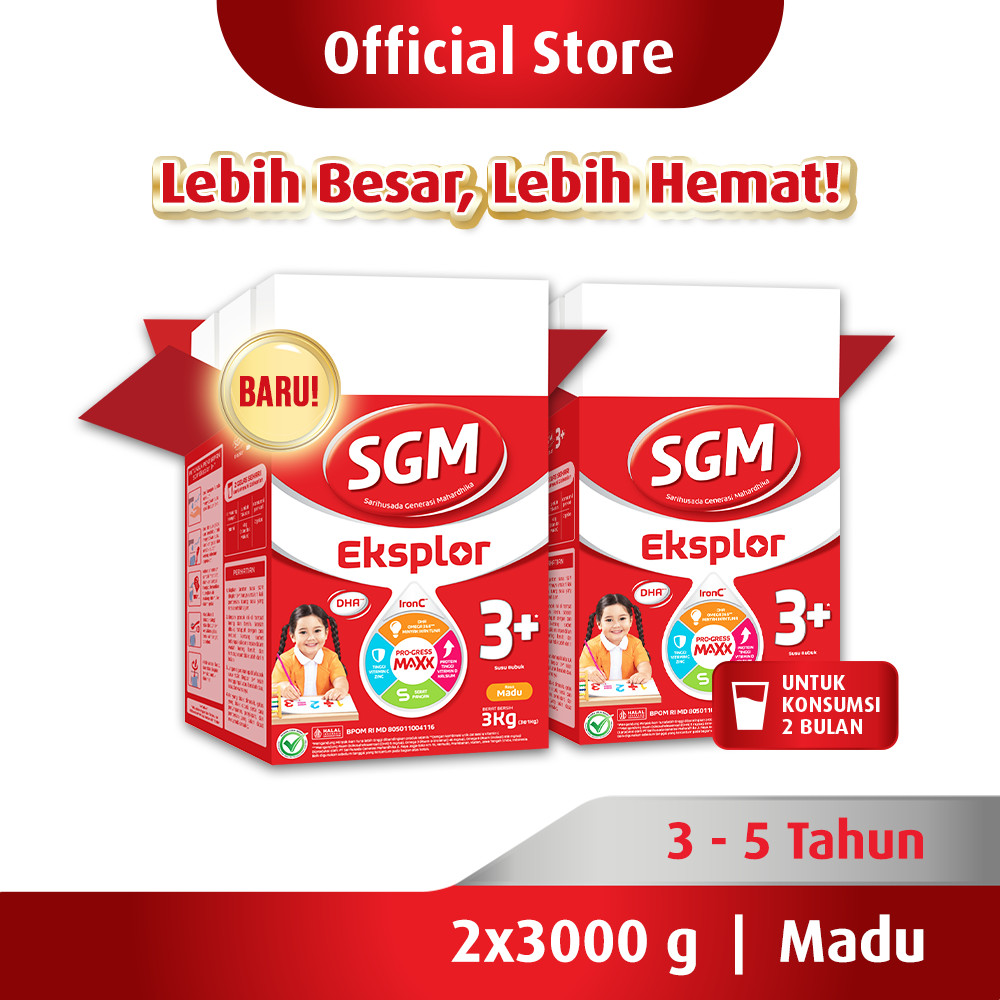 Jual SGM Eksplor 3+ dengan IronC Susu Pertumbuhan Rasa Madu 3000GR x 2 | Shopee Indonesia