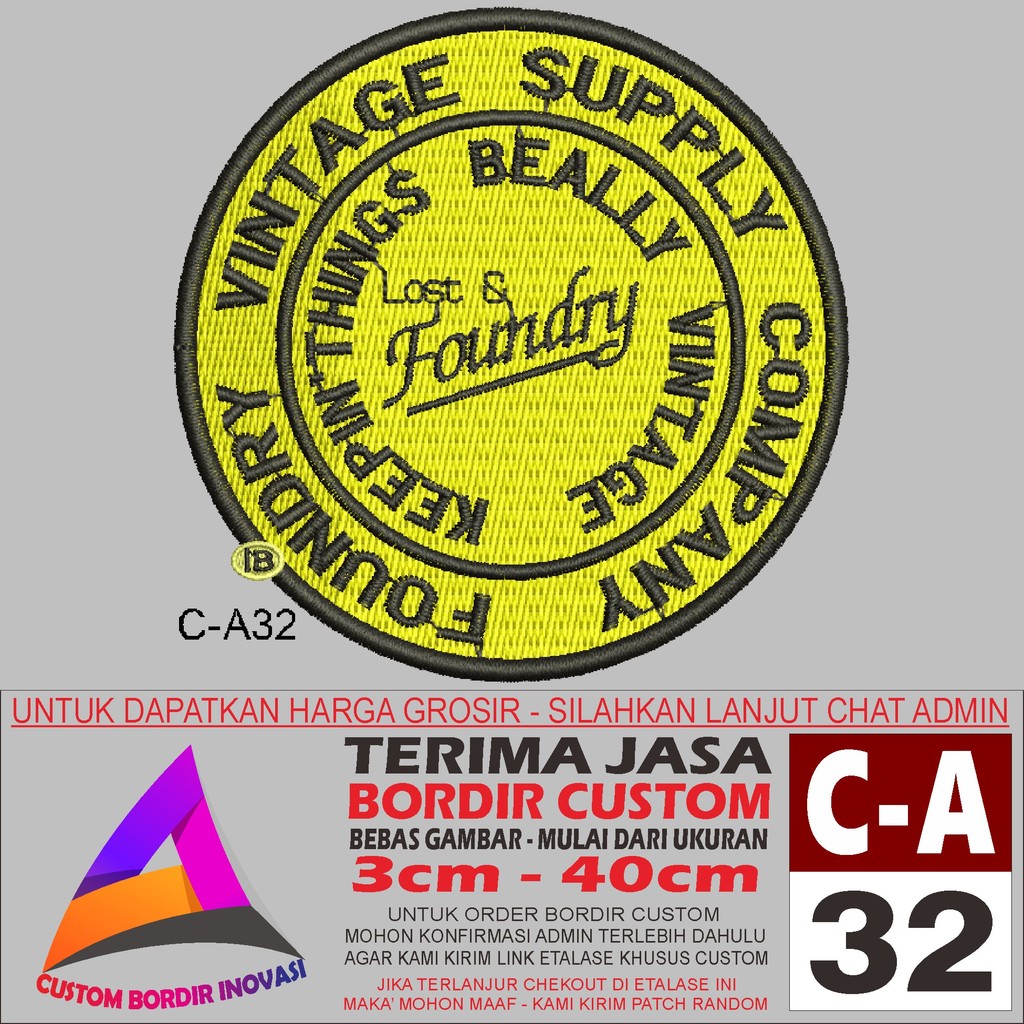 Jual PATCH BORDIR LOGO VITAGE SUPPLY COMPAMY FOUNDRY C-A32- CUSTOM ...