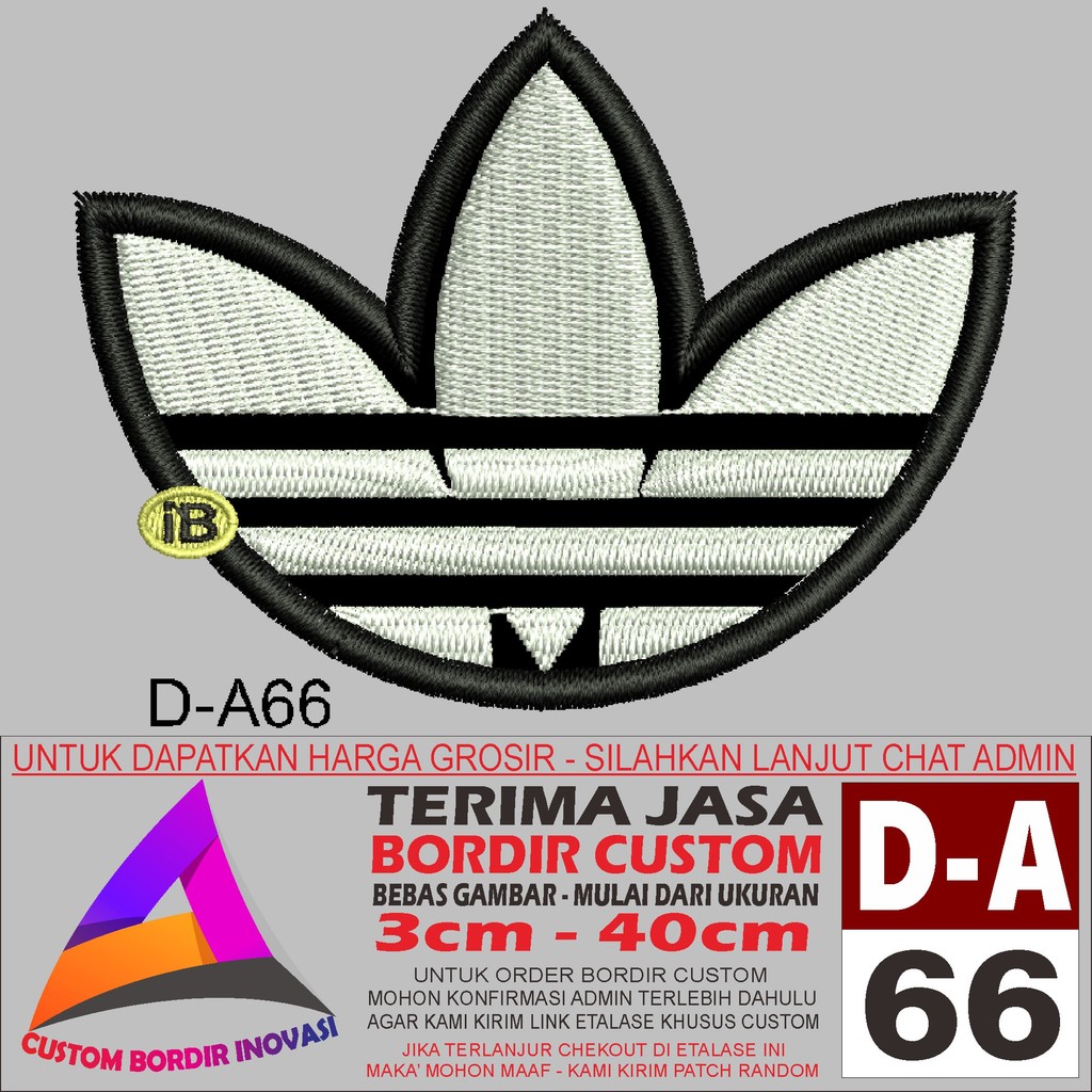 Jual PATCH BORDIR LOGO D-A66 ADIDAS ICON BUNGA PUTIH OUTLINE HITAM ...