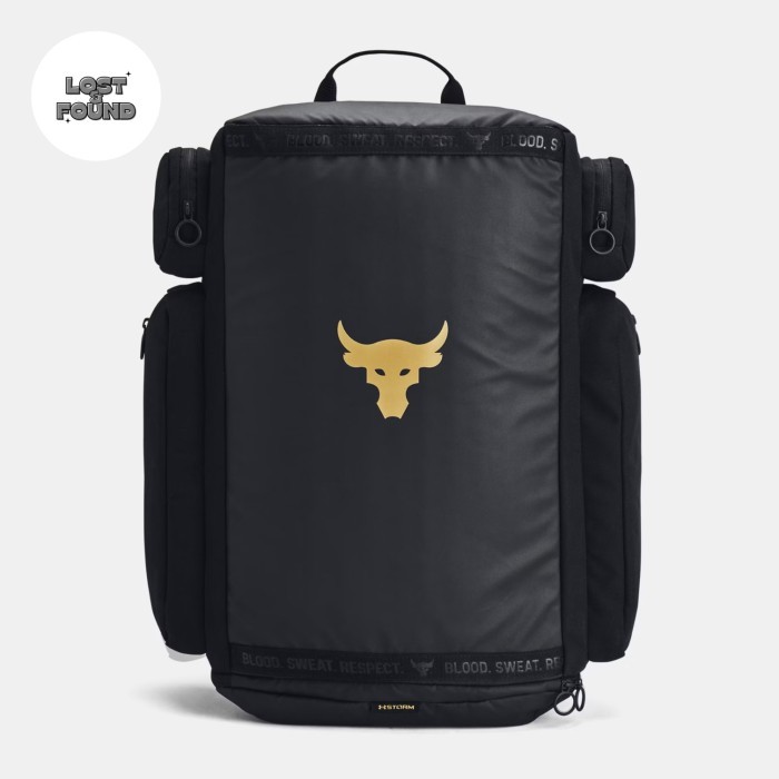 Jual UNDER ARMOUR PROJECT ROCK DUFFLE BACKPACK BLACK GOLD | Shopee ...