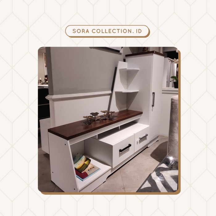 Jual Rak Tv Minimalis / Meja Tv Besar Warna Putih Bahan Partikel Board ...