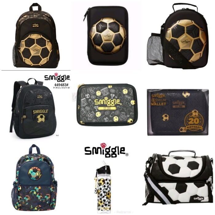 Jual Smiggle Soccer Ball Backpack,Pencil Case, Botol, Dompet Lunch Bag ...