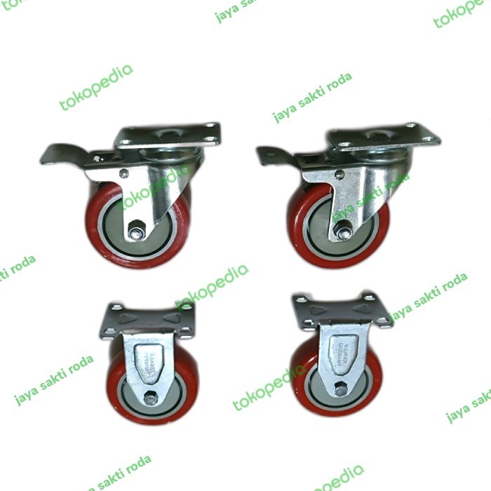 Jual Roda PU Ranger germany 3" (2hidup rem 2mati) | Shopee Indonesia