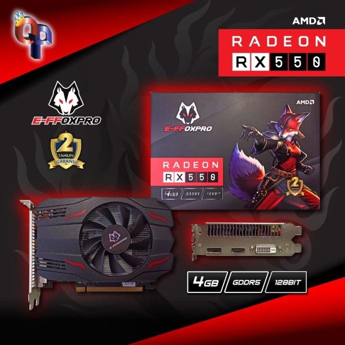 Jual BARU VGA EFFOXPRO AMD RADEON RX 550 4GB DDR5 128-BIT RX550 GARANSI ...