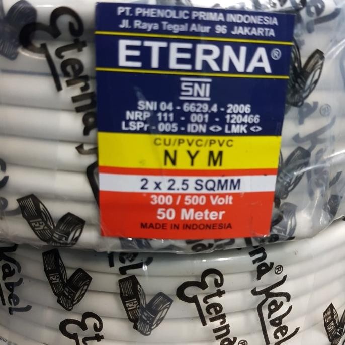Jual KABEL ETERNA NYM 2X2,5 @50M 2X2.5 PUTIH TUNGGAL KAWAT ORIGINAL DAN TERPERCAYA | Shopee ...