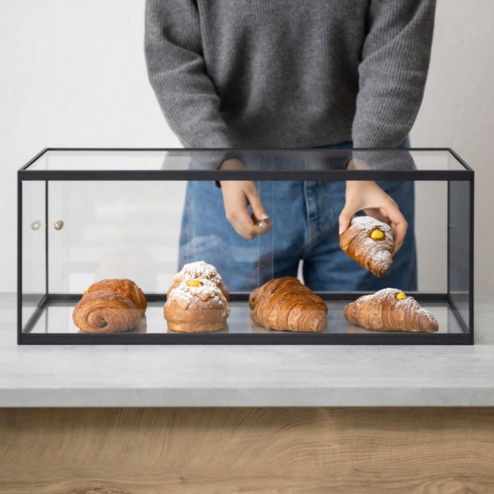 Jual food display etalase frameless roti kue customize cafe resto list ...