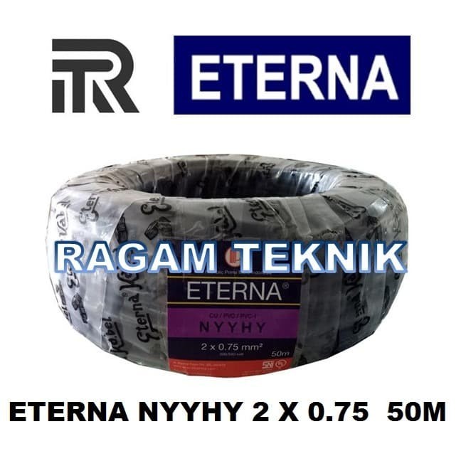 Jual Kabel Listrik Eterna Nyyhy 2X0.75 Mm Rol 50 Meter Serabut Rambut Hitam | Shopee Indonesia