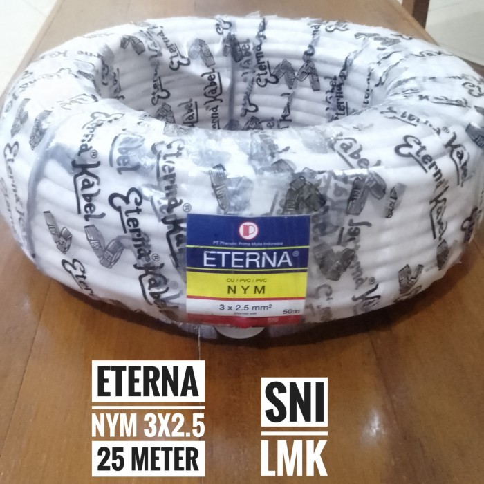 Jual Eterna Kabel Nym 3X2.5 3X2,5 Kawat Tembaga Sni Lmk - 25 Meter 25M | Shopee Indonesia